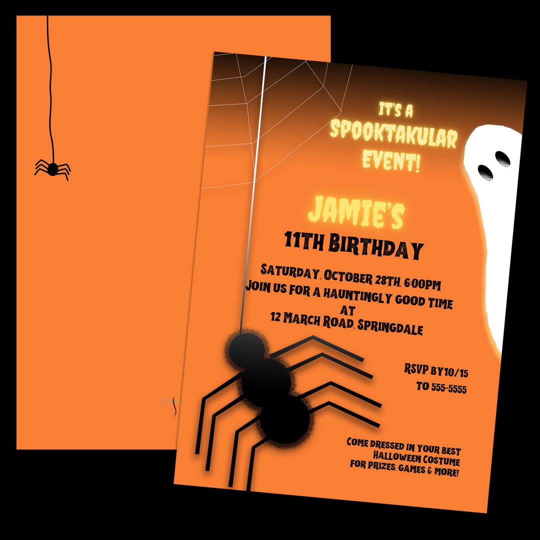 Kid's Happy Birthday Spooky Spider Ghost Web Halloween Party ...