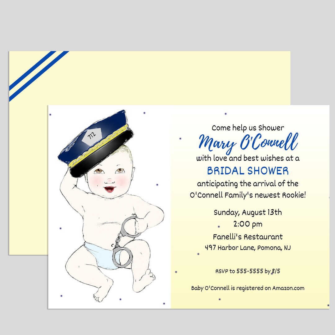 Police Rookie Baby Shower 1st Birthday Invitation Announcements - Etsy