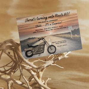 Motorcycle Biker Birthday Retirement Route 66 Ride Celebration ...