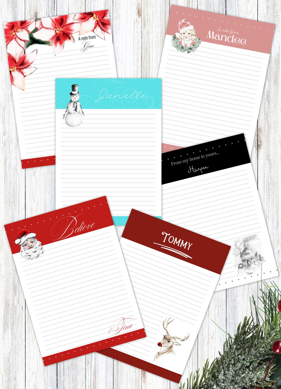 PERSONALIZED Christmas Holiday Stationary Notepad Gift Set of 6 - Etsy