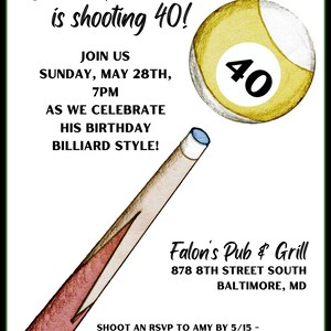 Billiard Pool Milestone Birthday, Retirement, Tournament Invitations - Etsy