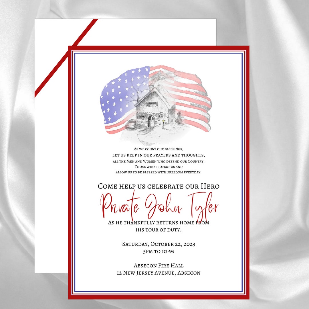 Welcome Home American Flag Military Hero Invitation - Etsy