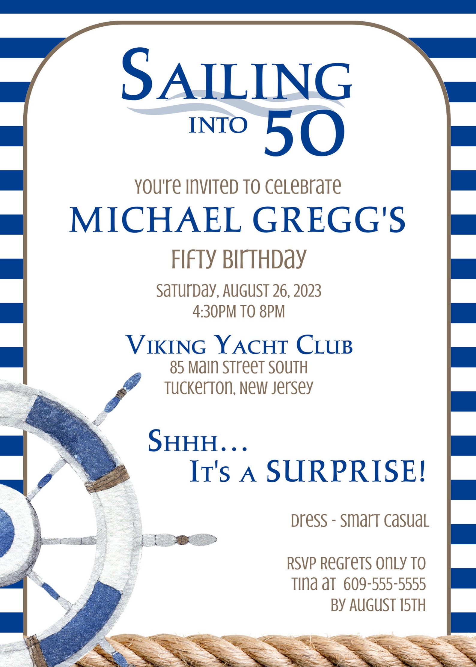 Nautical Anchor Sailing Milestone Birthday Retirement Celebration ...