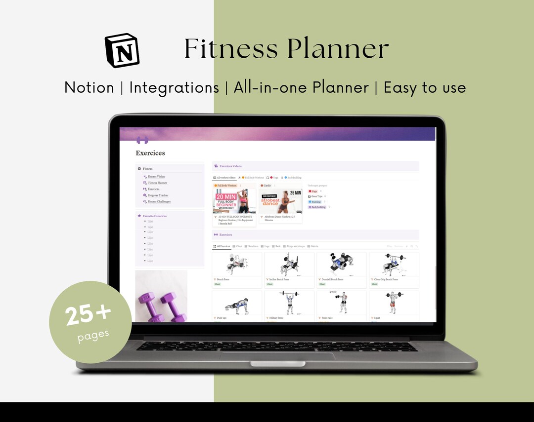 Notion Fitness Planner | Weight Loss and Wellness Journal | Workout ...