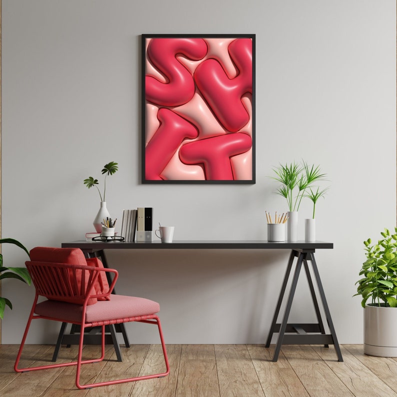 3D Typography 'shit' Poster, Funny Wall Art (digital Download) - Etsy