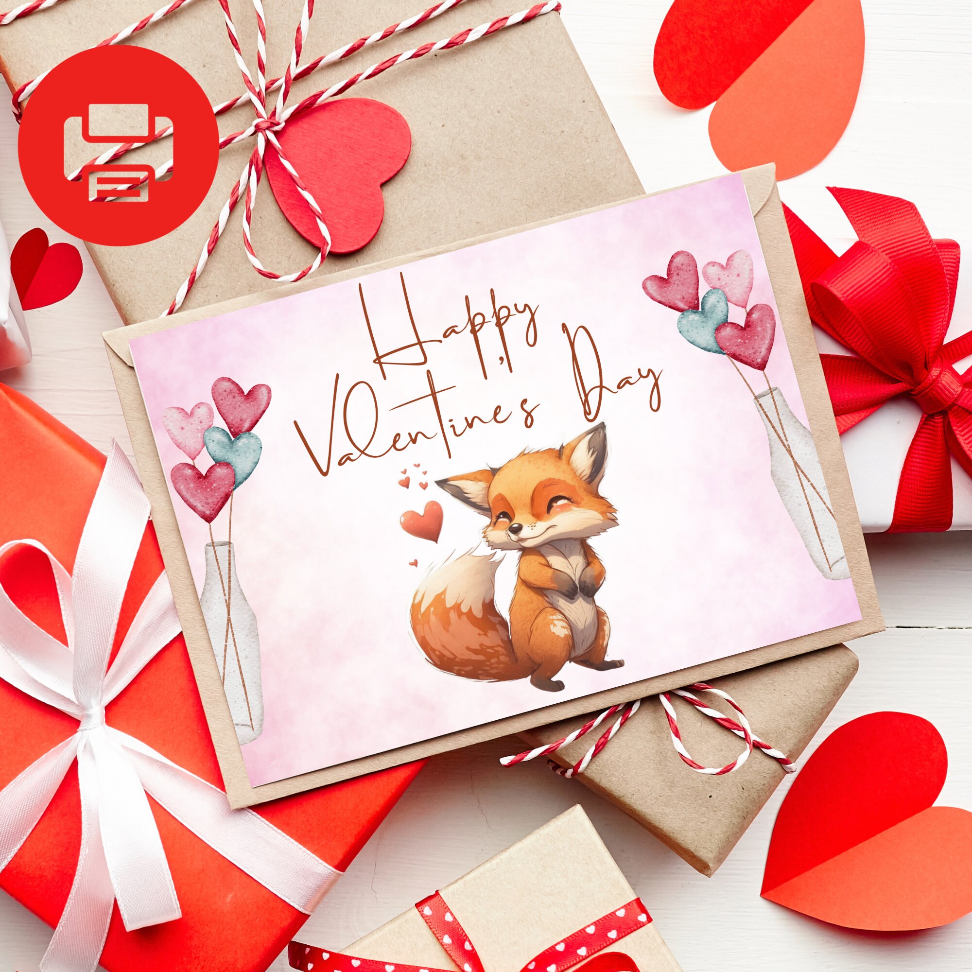 Happy Valentines Day Cardgifts for Valentine's Dayfox Cardcard With ...
