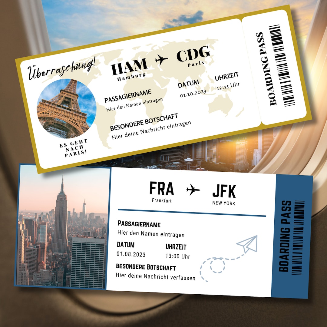 Boarding Pass|Ticket|Gutschein Reise|Flugticket Geschenk Einladung ...