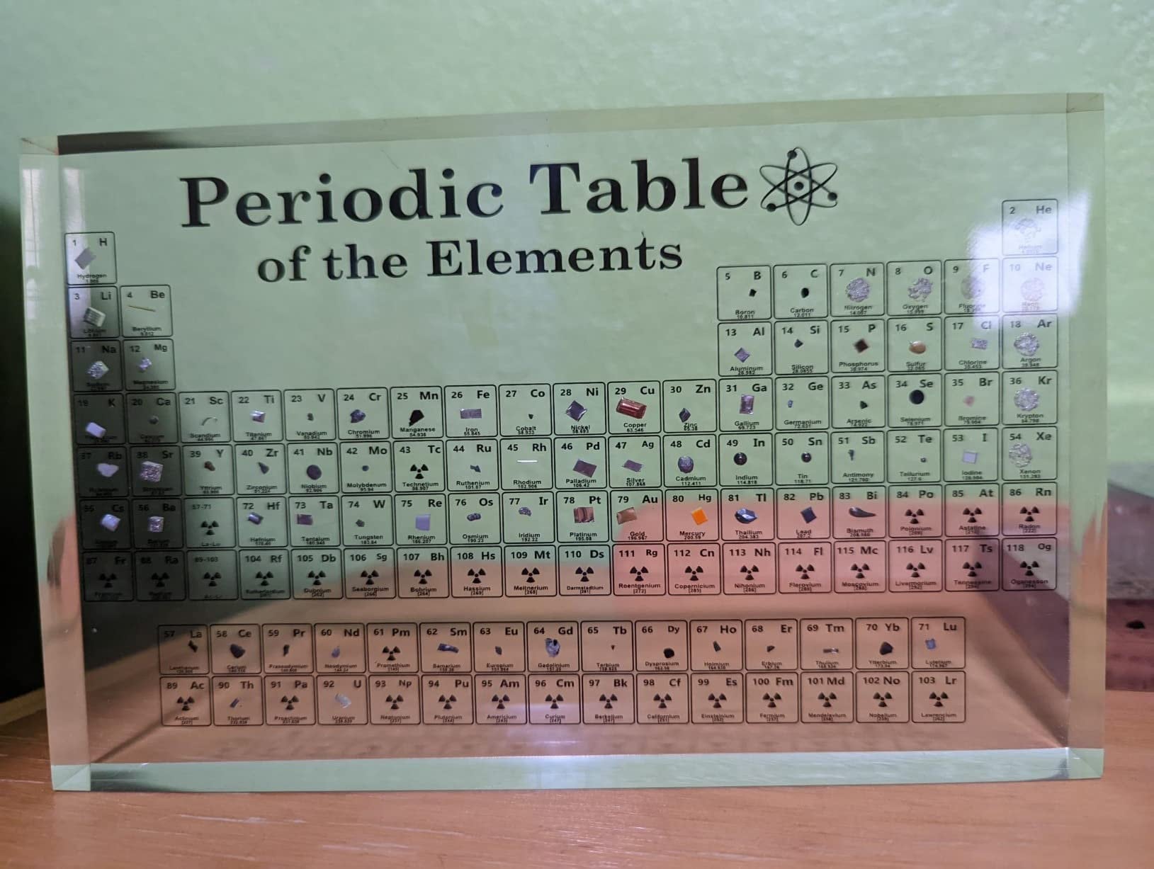 Heritage Periodic Table of Elements Real Elements Acrylic Desk Display ...