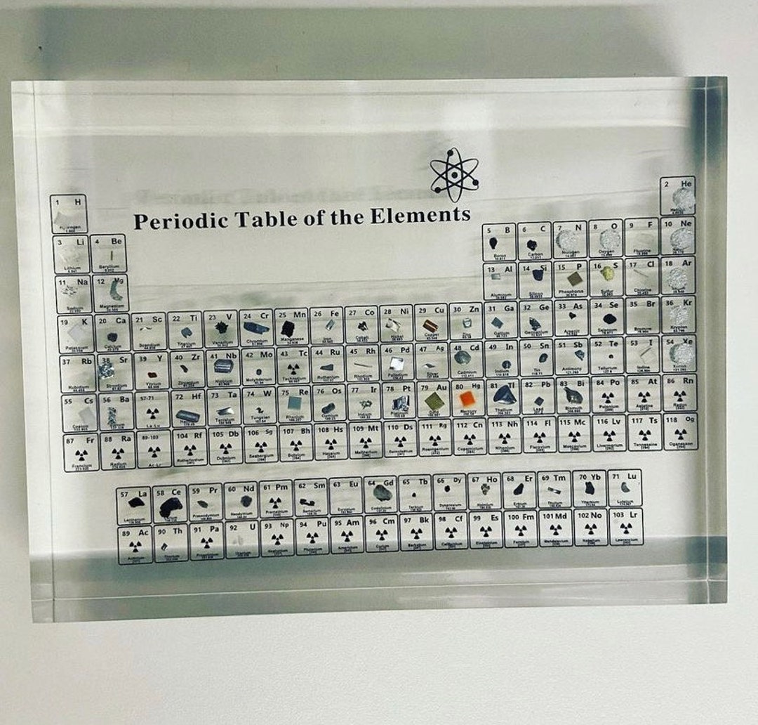 Heritage Periodic Table of Elements Real Elements Acrylic Desk Display ...