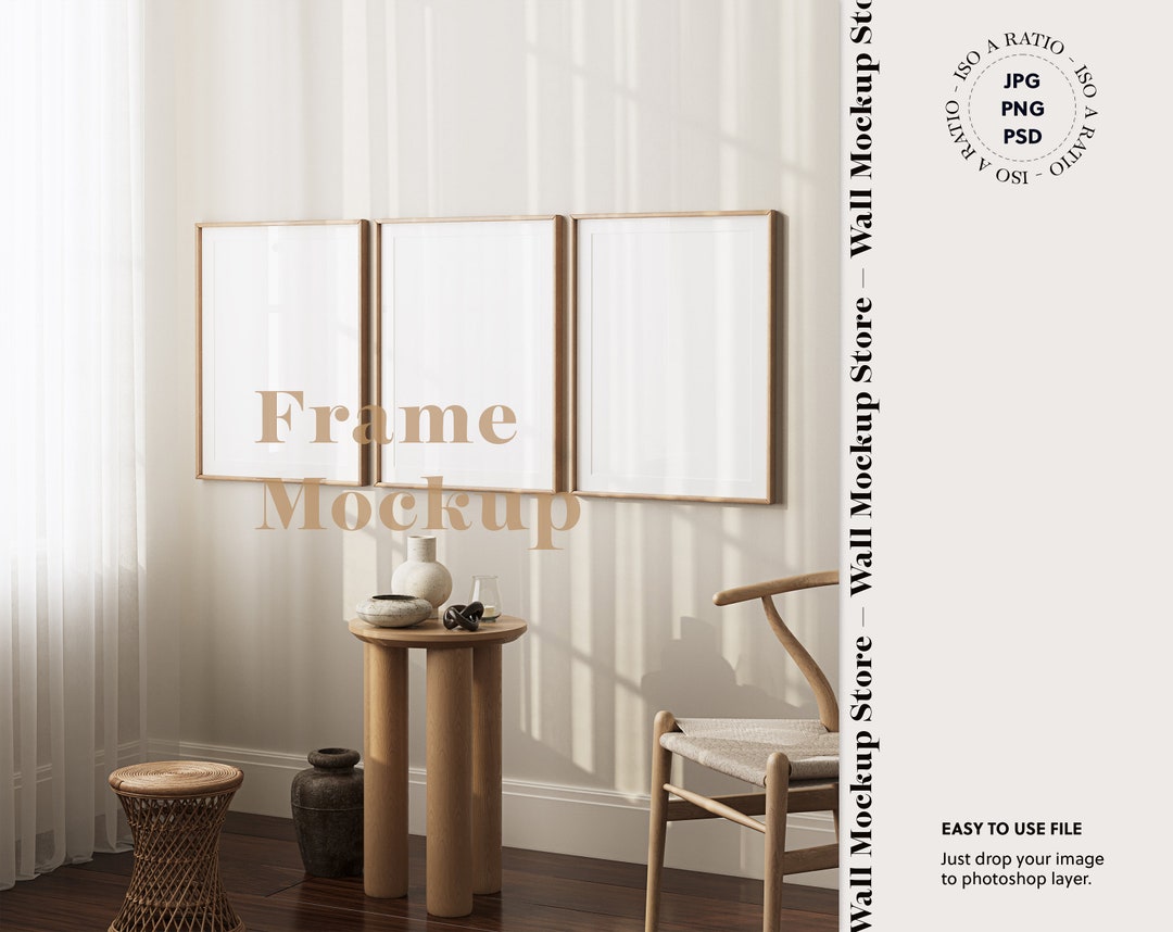 3 Frame Mockup in Home Interior, Gallery Wall Frame Mock-up, Print ...