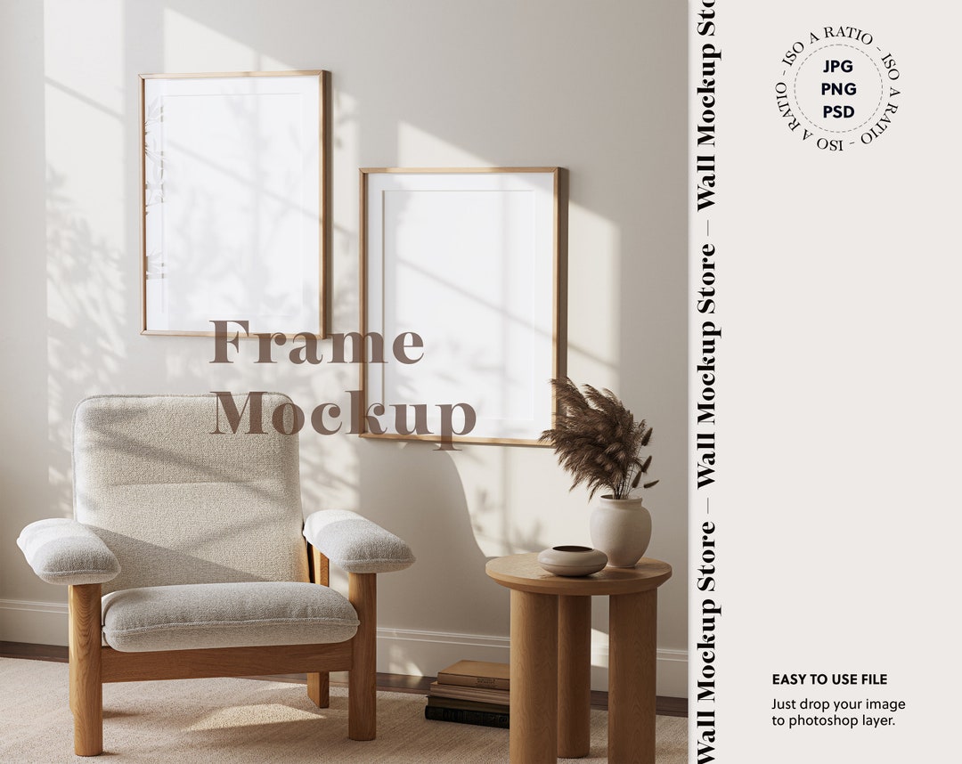 Mock up Frame in Home Interior With Wooden Furnitures, Mockup in ...