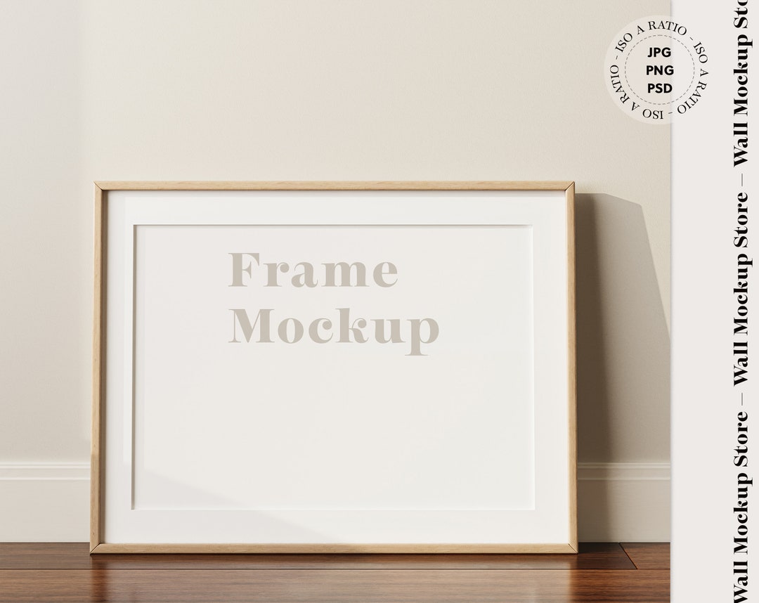 Single Horizontal Frame Mockup, Wood Frame Mockup in Boho Interior ...