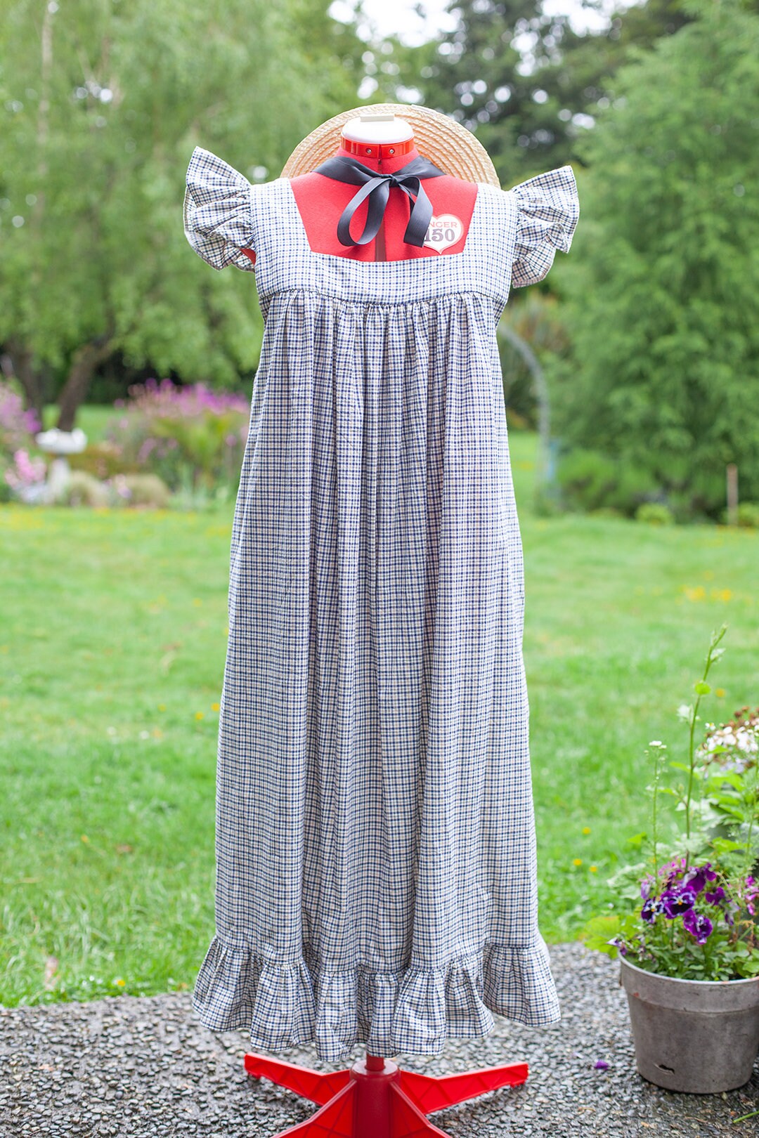 Harlow Pinafore Dress in Blue Check Cotton - Etsy
