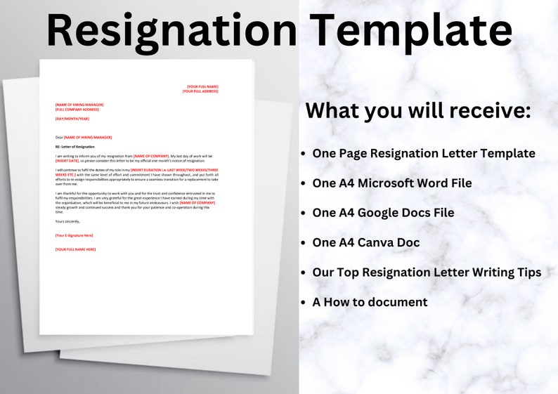 Professional Resignation Letter Template Canva Resignation Template ...