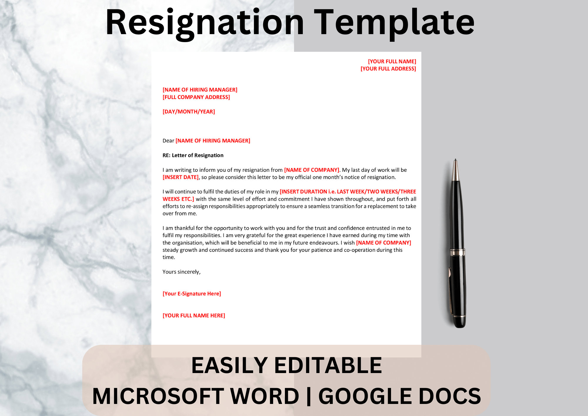 Google Docs Resignation Letter Template Resign Letter of Resignation ...