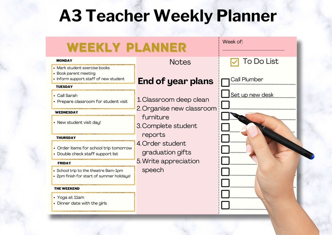 Teacher Weekly Planner Template Weekly Schedule Template to Do List ...