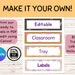 Editable Classroom Tray Labels for Classroom Teachers Organizer Labels ...