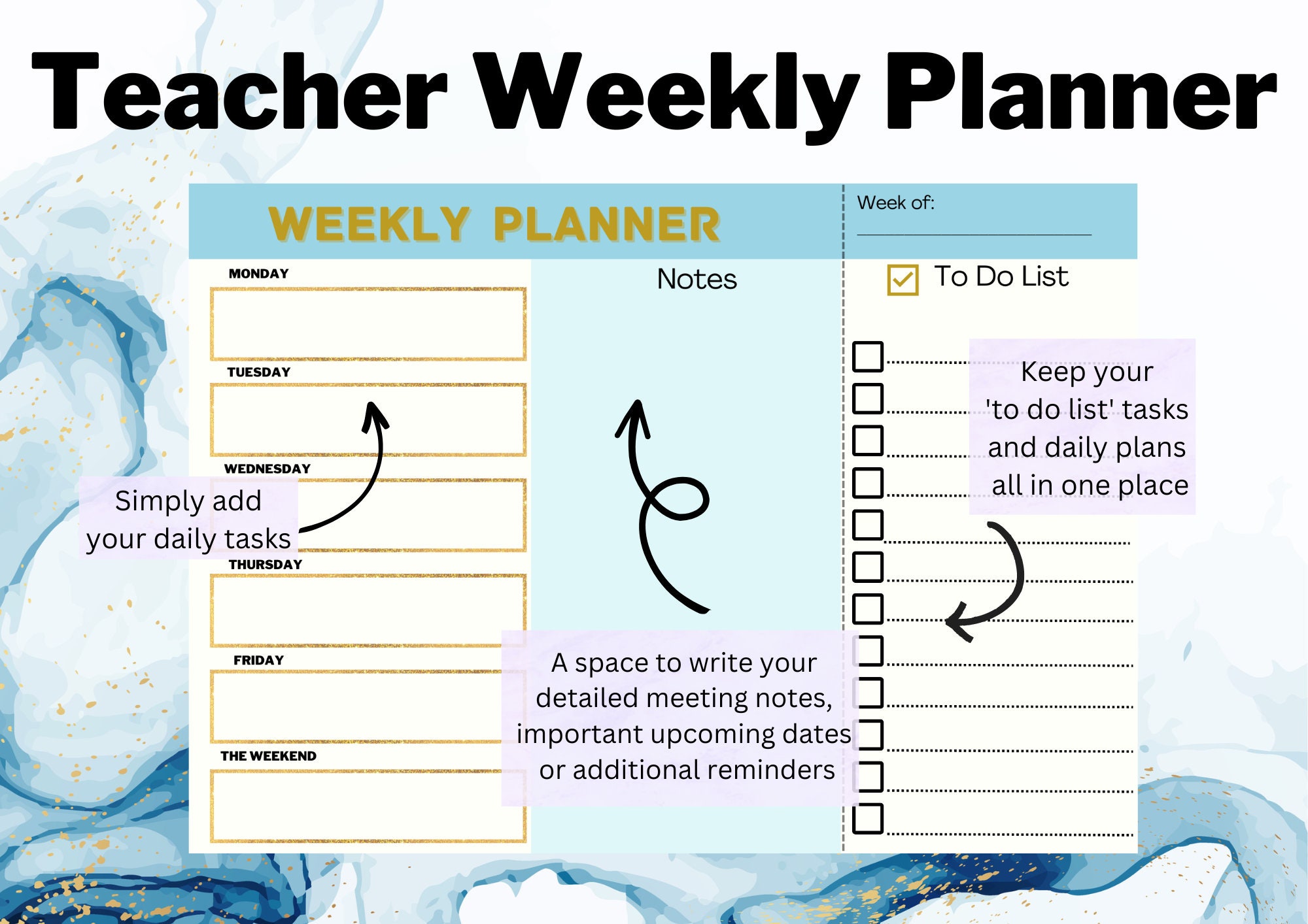 Weekly Teacher to Do List Template Daily Schedule Template Classroom ...