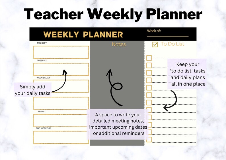 Weekly Teacher to Do List Template Daily Schedule Template Classroom ...