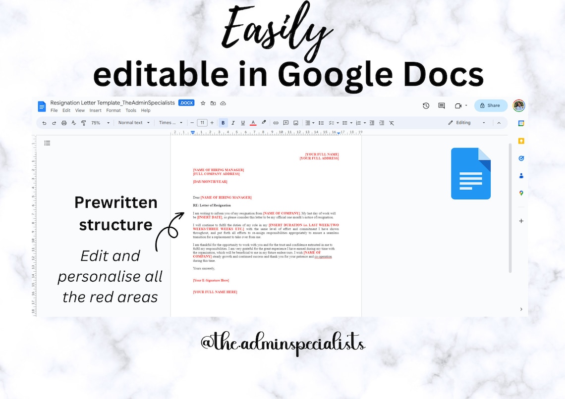 Google Docs Resignation Letter Template Resign Letter of Resignation ...