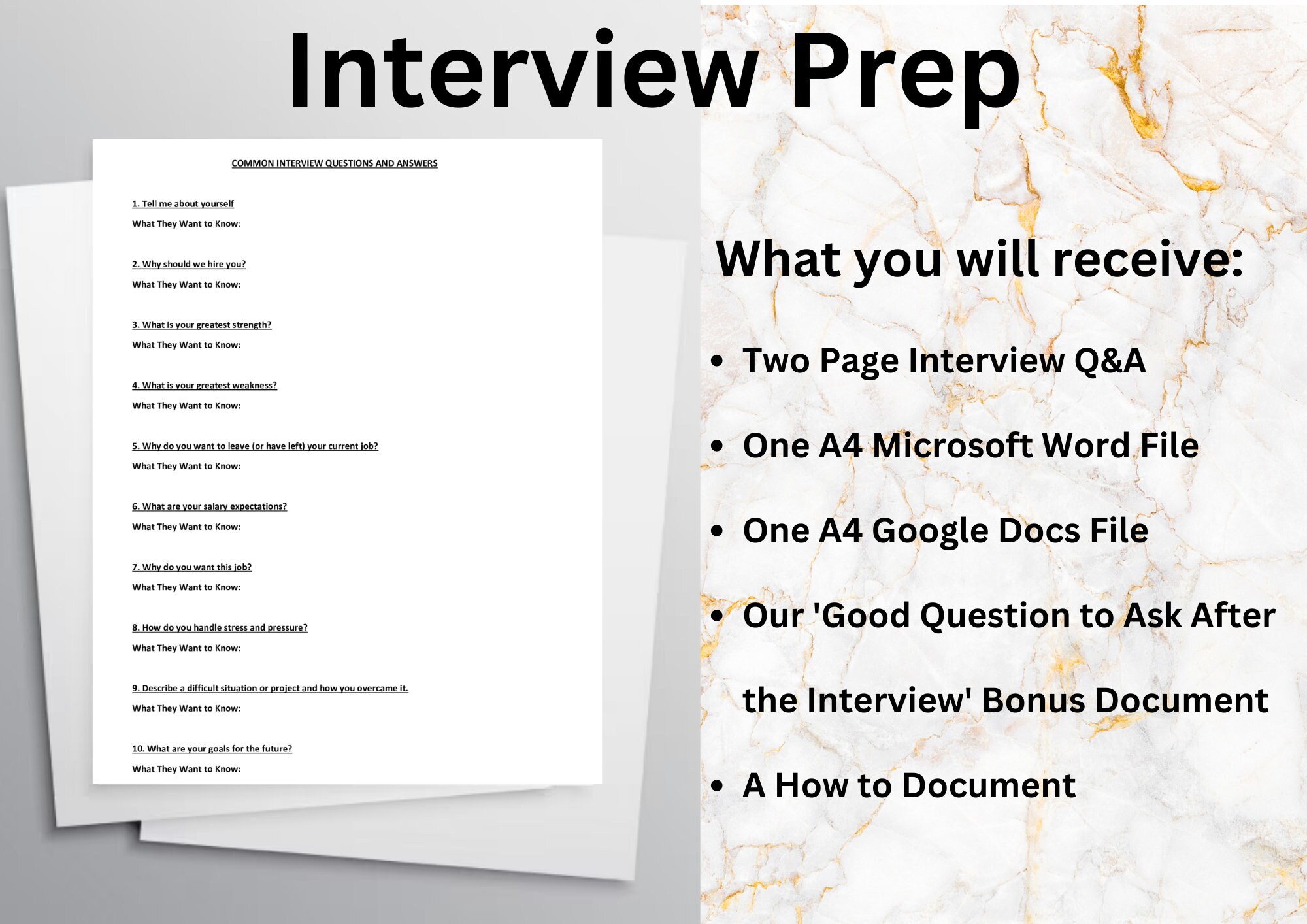 Interview Guide Template Digital Download Interview Common Questions ...