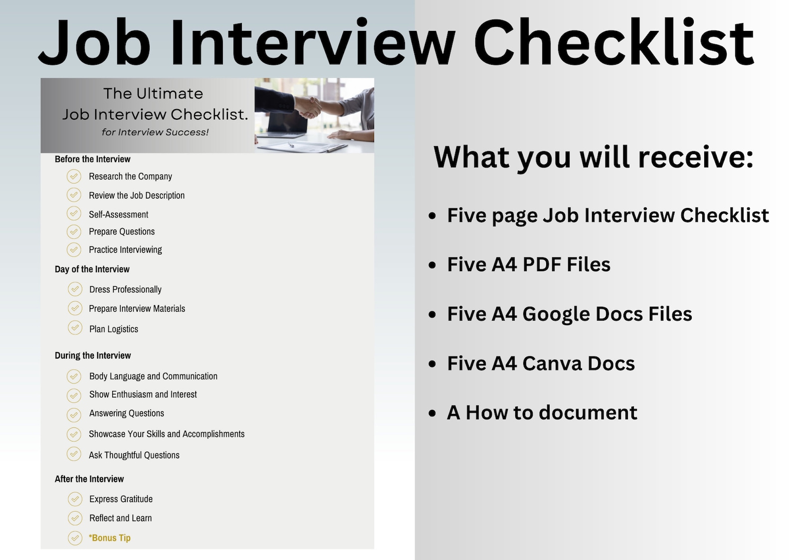 Interview Checklist Guide for Interview Preparation Template for ...