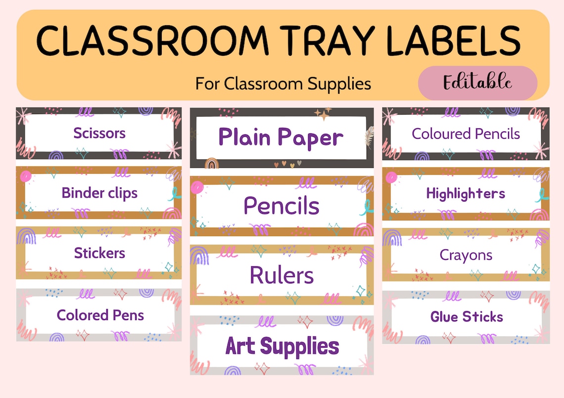 Editable Classroom Tray Labels for Classroom Teachers Organizer Labels ...