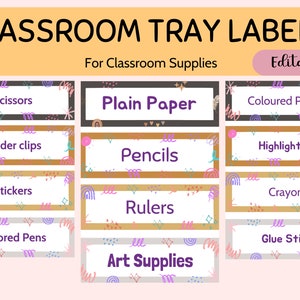 Editable Classroom Tray Labels for Classroom Teachers Organizer Labels ...