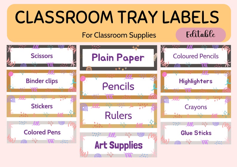 Editable Classroom Tray Labels for Classroom Teachers Organizer Labels ...