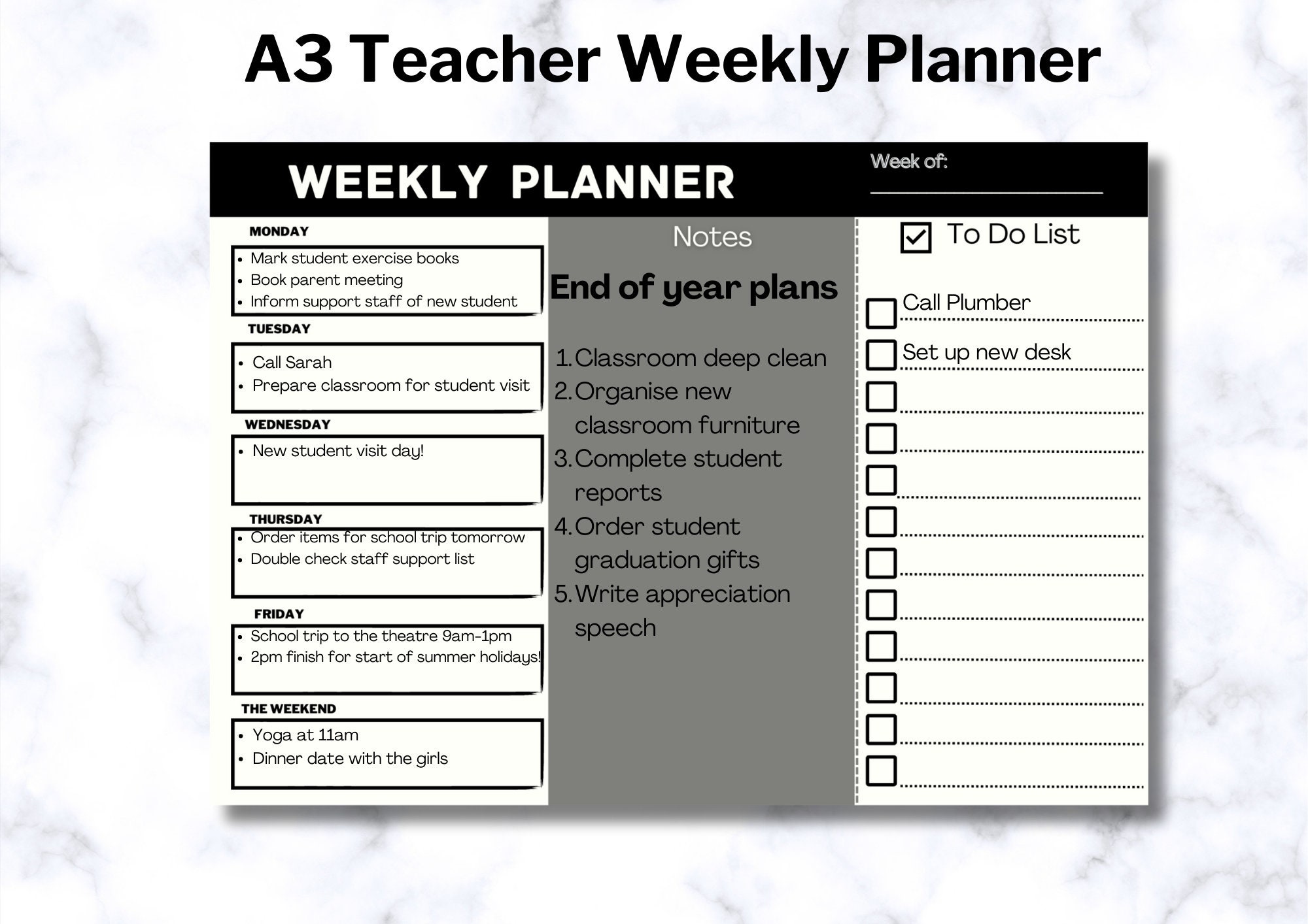Weekly Teacher to Do List Template Daily Schedule Template Classroom ...