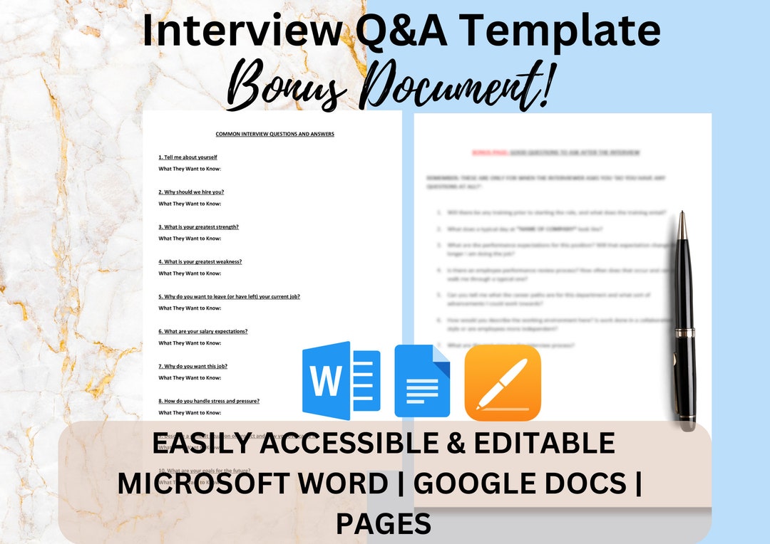 Digital Download Interview Tip Template for Professional New Role ...