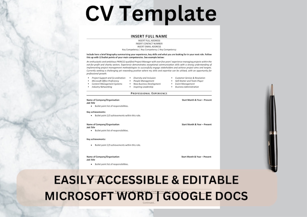 ATS CV Template Download Resume Template for Professional Role ...