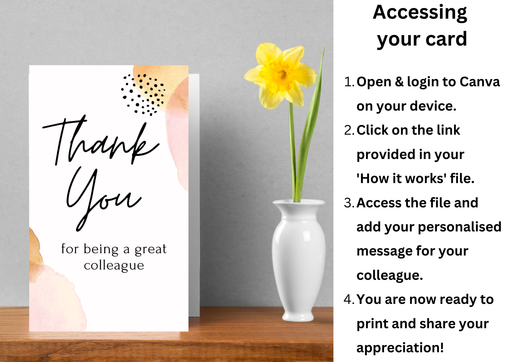 Thank You Card for Work Colleague Gratitude Card for Colleague Thank ...