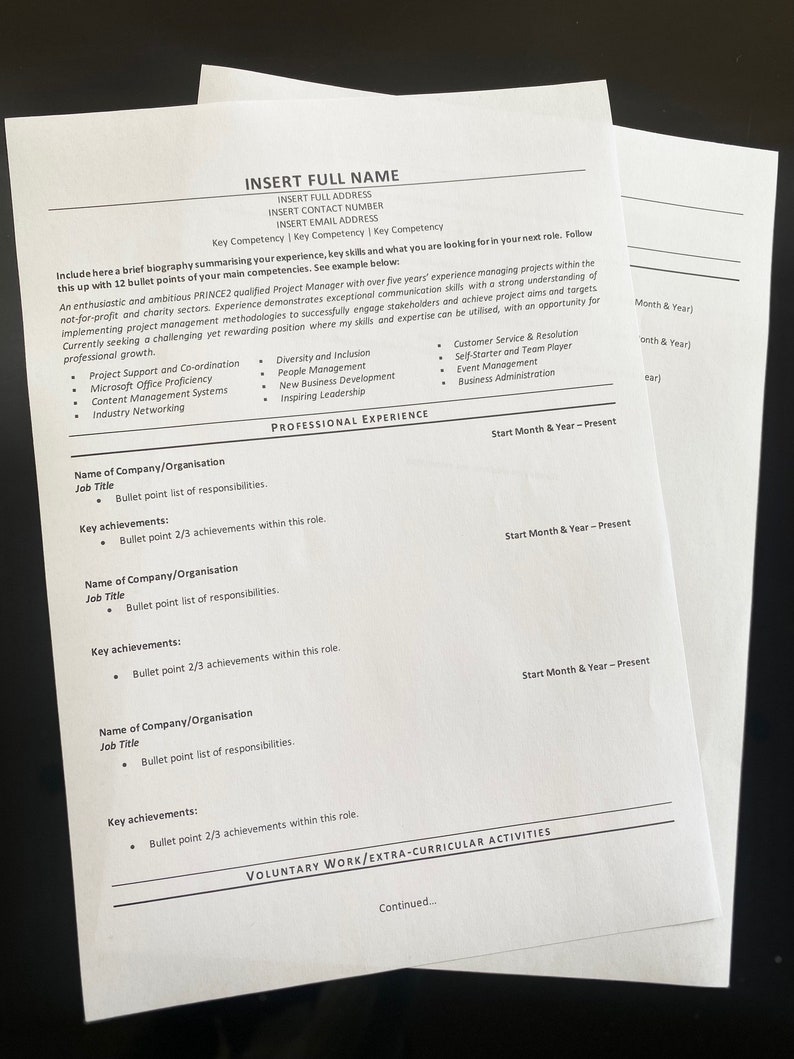 Resume Bundle Professional Template CV Google Doc Cover Letter CV Word ...