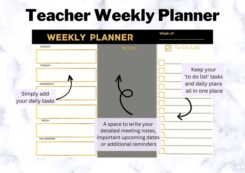 Weekly Teacher to Do List Template Daily Schedule Template Classroom ...