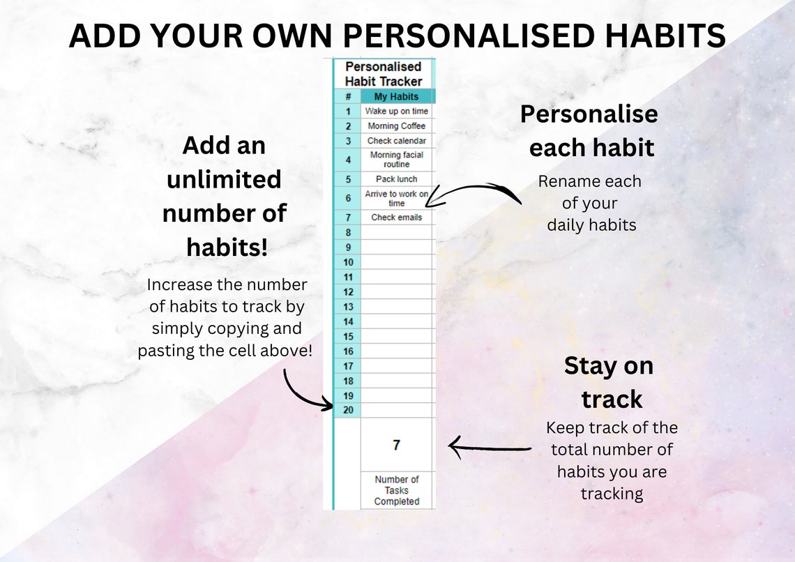 Goal Checker Spreadsheet Goal Tracker Template Track Habit Routine 30 ...