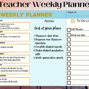 Weekly Teacher to Do List Template Daily Schedule Template Classroom ...