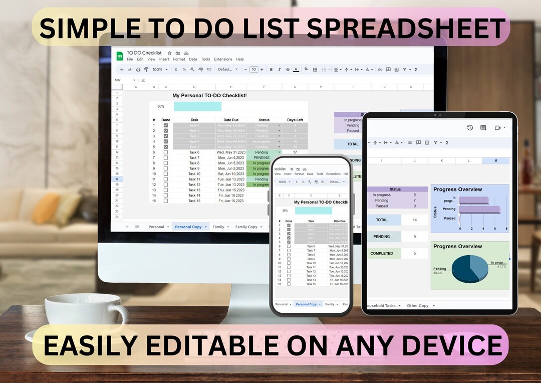 To Do List Tracker Spreadsheet Digital Planner Template to Do List ...