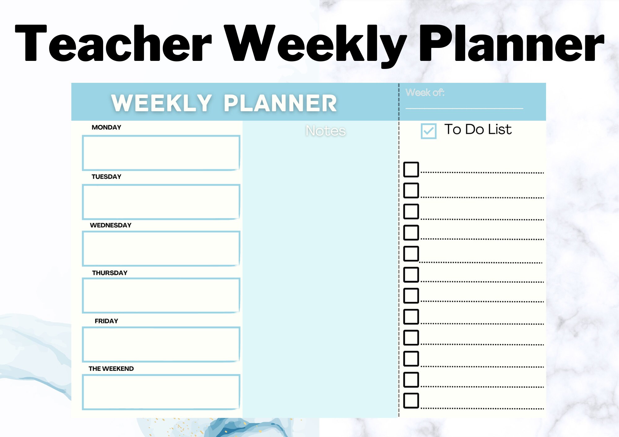 Teacher Weekly Planner Template Weekly Schedule Template to Do - Etsy