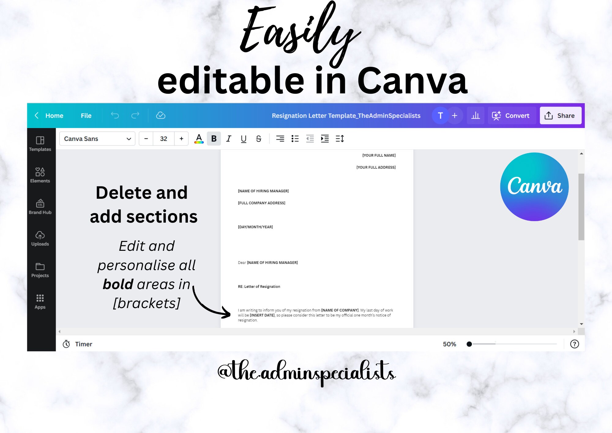 Professional Resignation Letter Template Canva Resignation Template ...