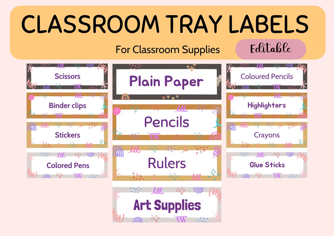 Editable Classroom Tray Labels for Classroom Teachers Organizer Labels ...