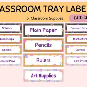 Editable Classroom Tray Labels for Classroom Teachers Organizer Labels ...