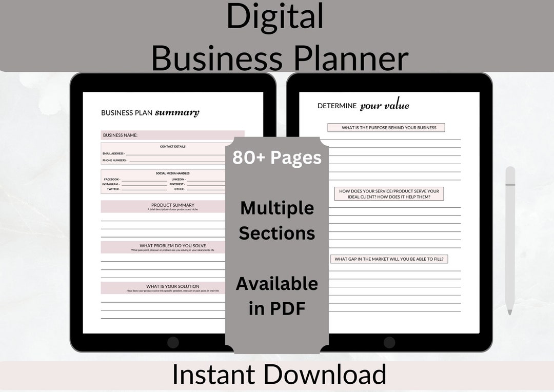 Digital Business Planner Template for Small Business Owner Planner ...