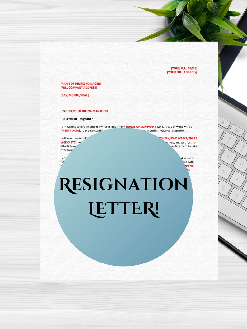 Professional Resignation Letter Template Canva Resignation - Etsy