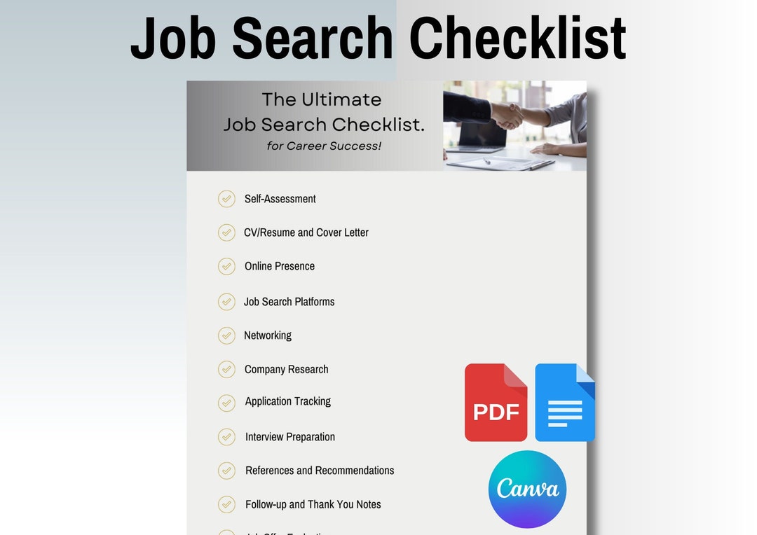 Job Search Checklist for New Job Preparation Template for Professional ...