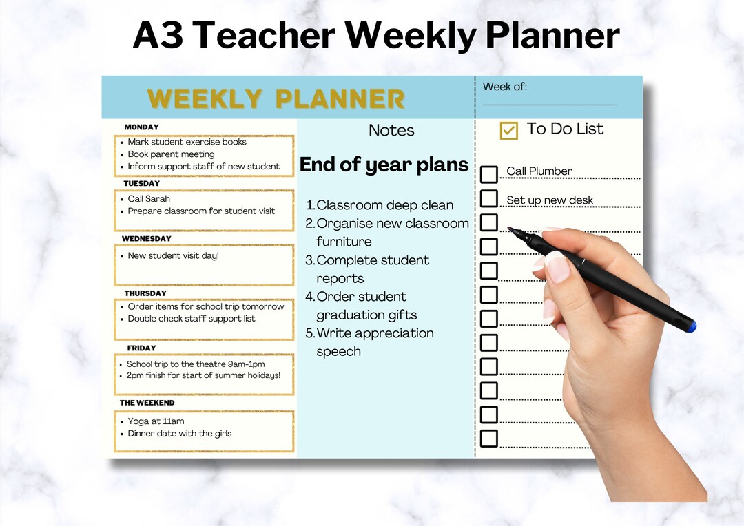Weekly Teacher to Do List Template Daily Schedule Template Classroom ...