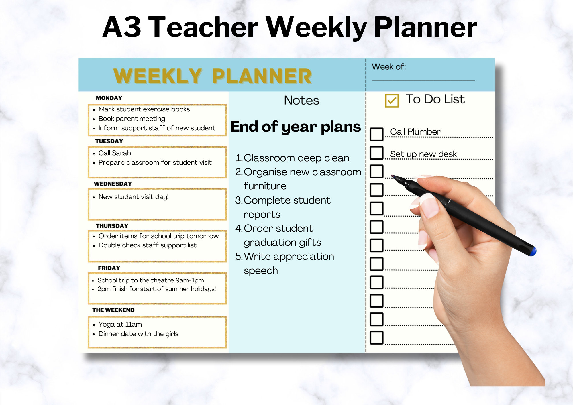 Weekly Teacher to Do List Template Daily Schedule Template Classroom ...