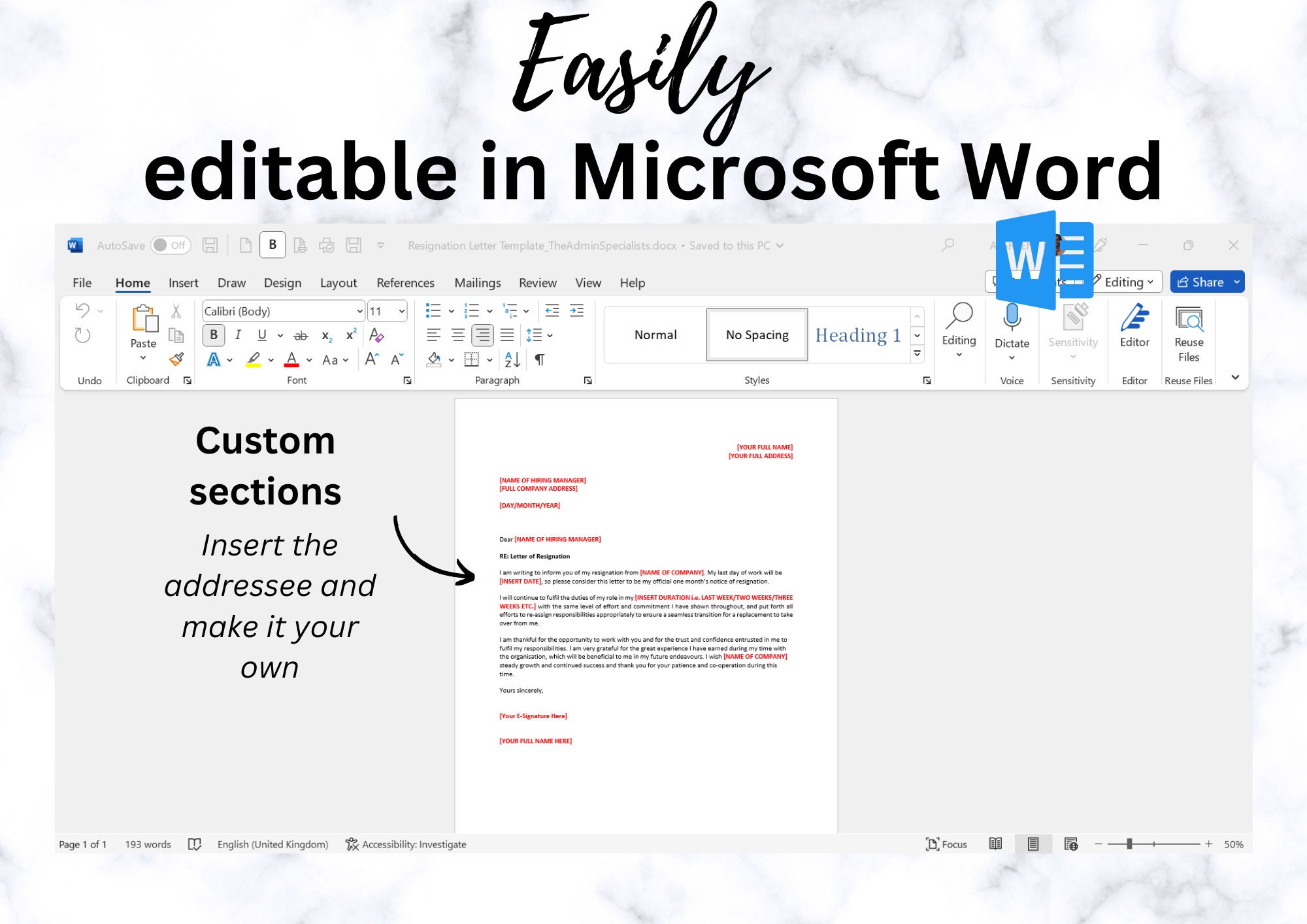 Microsoft Word Resignation Letter Professional Notice Letter to Resign ...