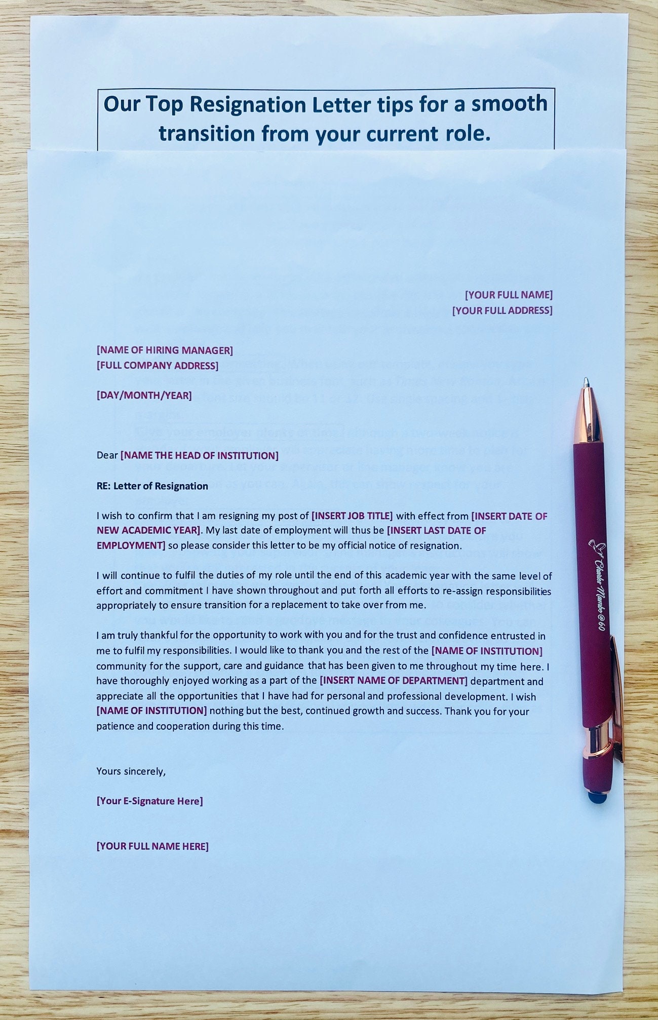 Microsoft Word Resignation Letter Professional Notice Letter - Etsy