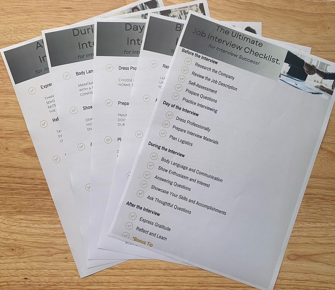 Interview Checklist Guide for Interview Preparation Template for ...